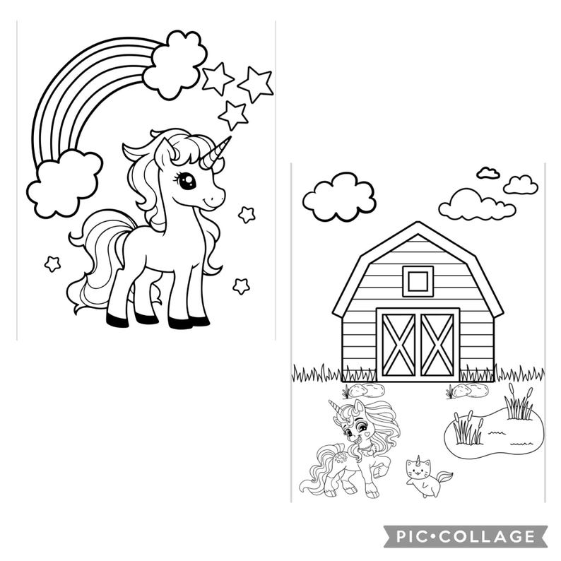 Kids Unicorn Colouring Pages - Etsy