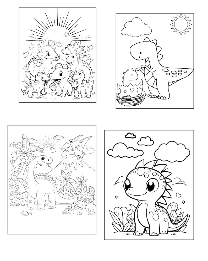 Little Kids Dino Colouring Pages - Etsy