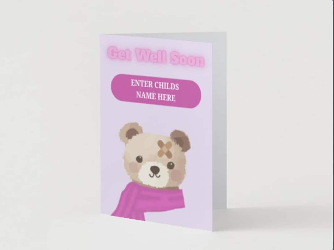 Get Well Soon Editable Name Card for a Girl - Etsy