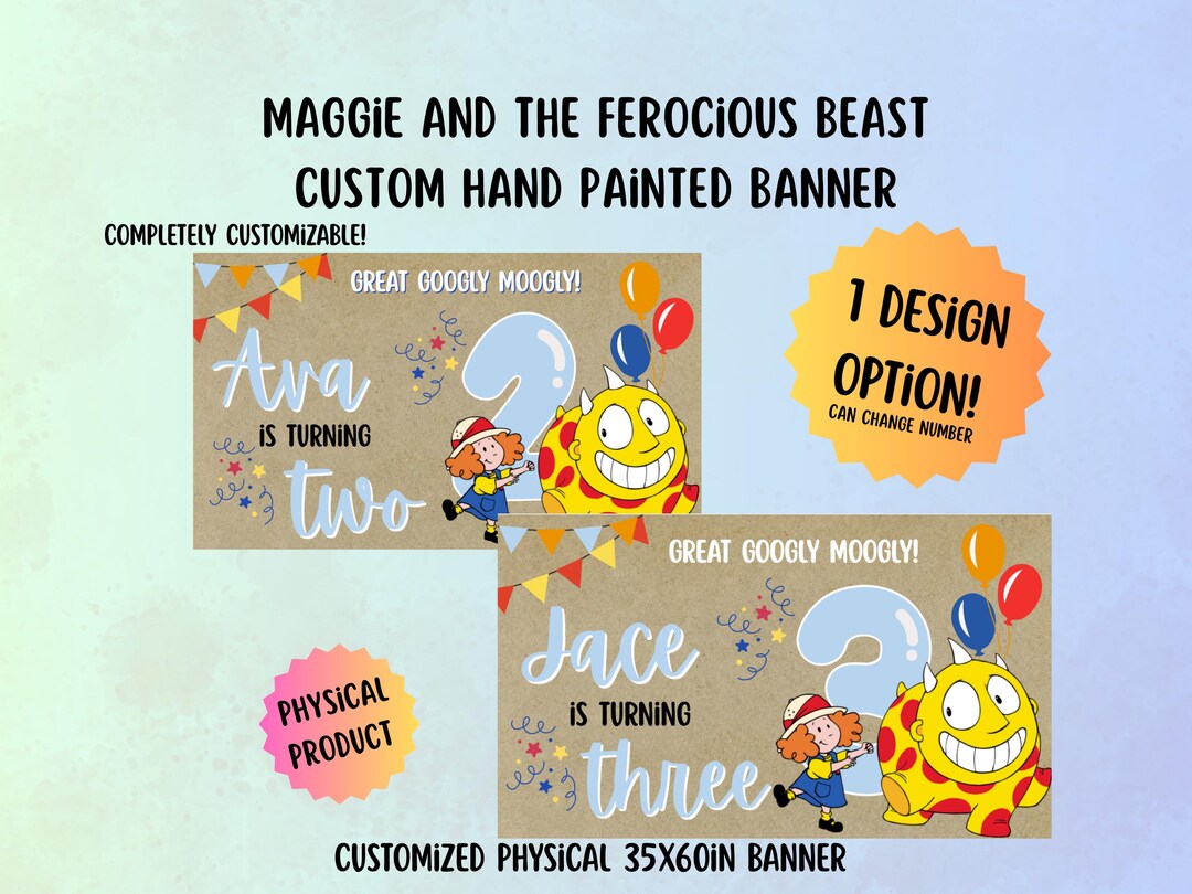 Hand-painted Maggie and the Ferocious Beast Birthday Banner: Custom ...