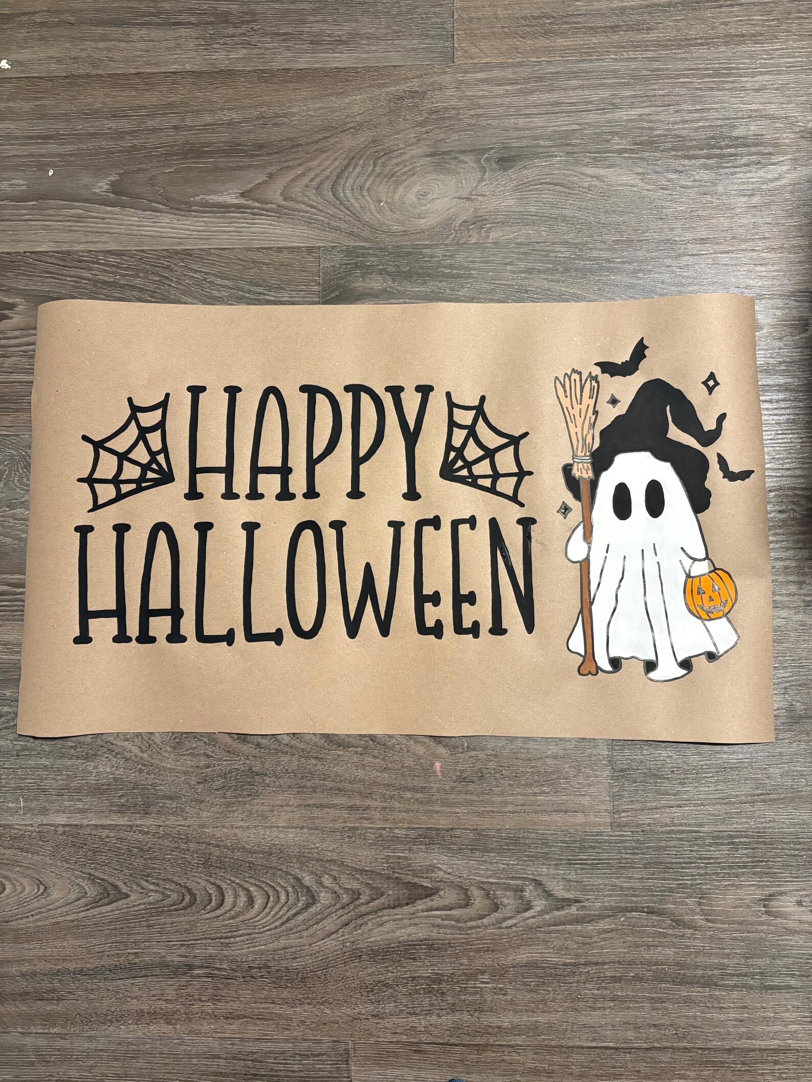Hand Painted Halloween Banner: Custom Spooky Party Backdrop - Trunk or ...