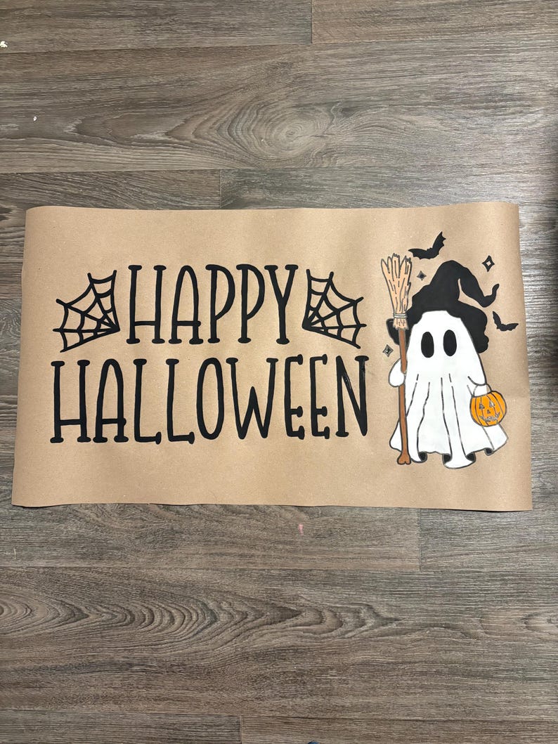 Hand Painted Halloween Banner: Custom Spooky Party Backdrop - Trunk or ...