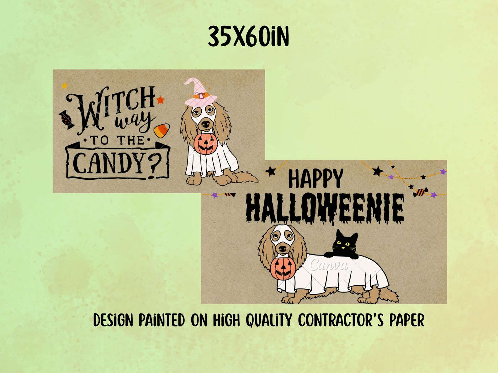Hand Painted Halloween Banner: Custom Spooky Party Backdrop - Trunk or ...
