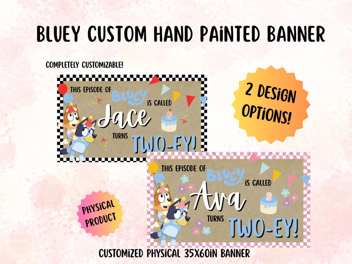 Hand-painted Bluey Birthday Banner: Custom Party Decoration - Etsy