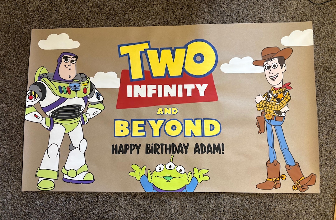 Two Infinity and Beyond Custom Hand Painted Birthday Banner - Toy ...