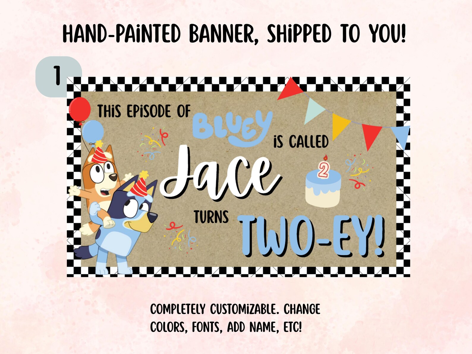 Hand-painted Bluey Birthday Banner: Custom Party Decoration - Etsy