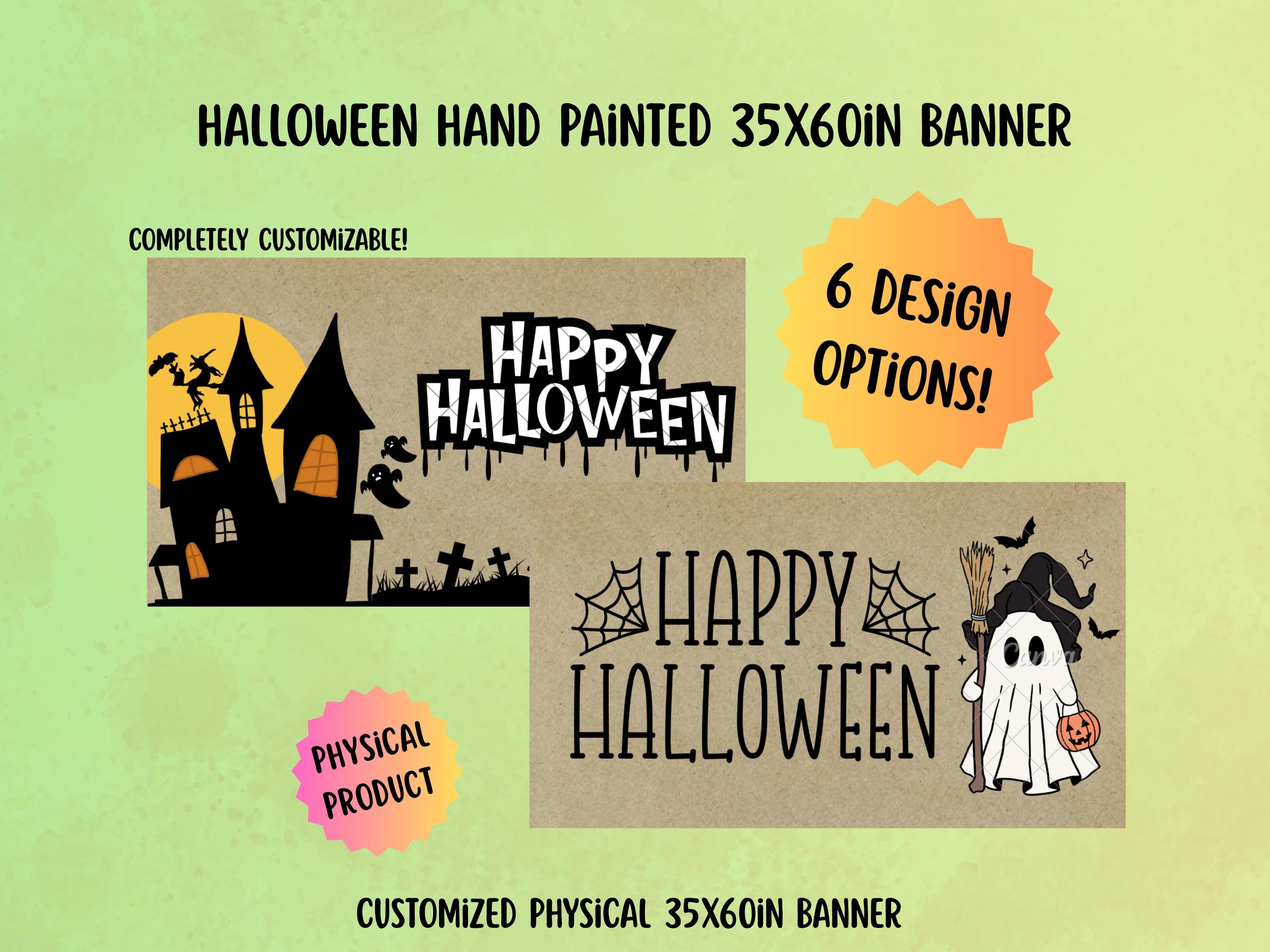 Hand Painted Halloween Banner: Custom Spooky Party Backdrop - Trunk or ...