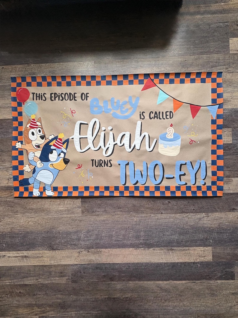 Hand-painted Bluey Birthday Banner: Custom Party Decoration - Etsy