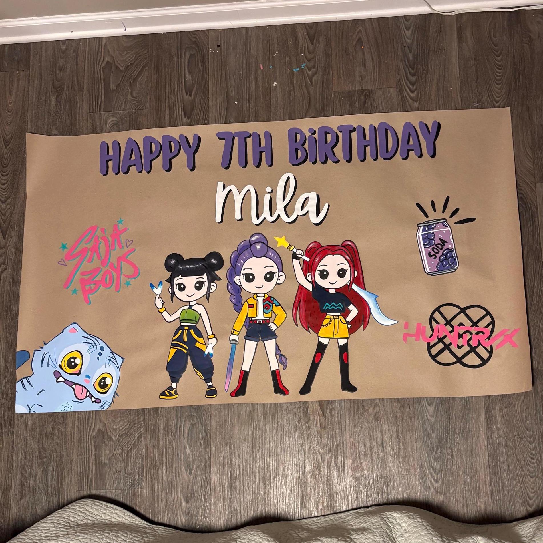Kpop Demon Hunters Birthday Banner | Custom Hand Painted Party ...