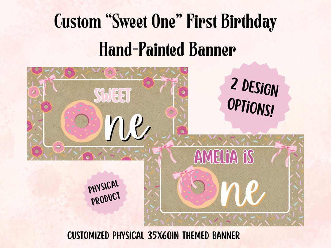 Sweet One Donut Birthday Banner: Hand-painted 1st Birthday Party Decor ...