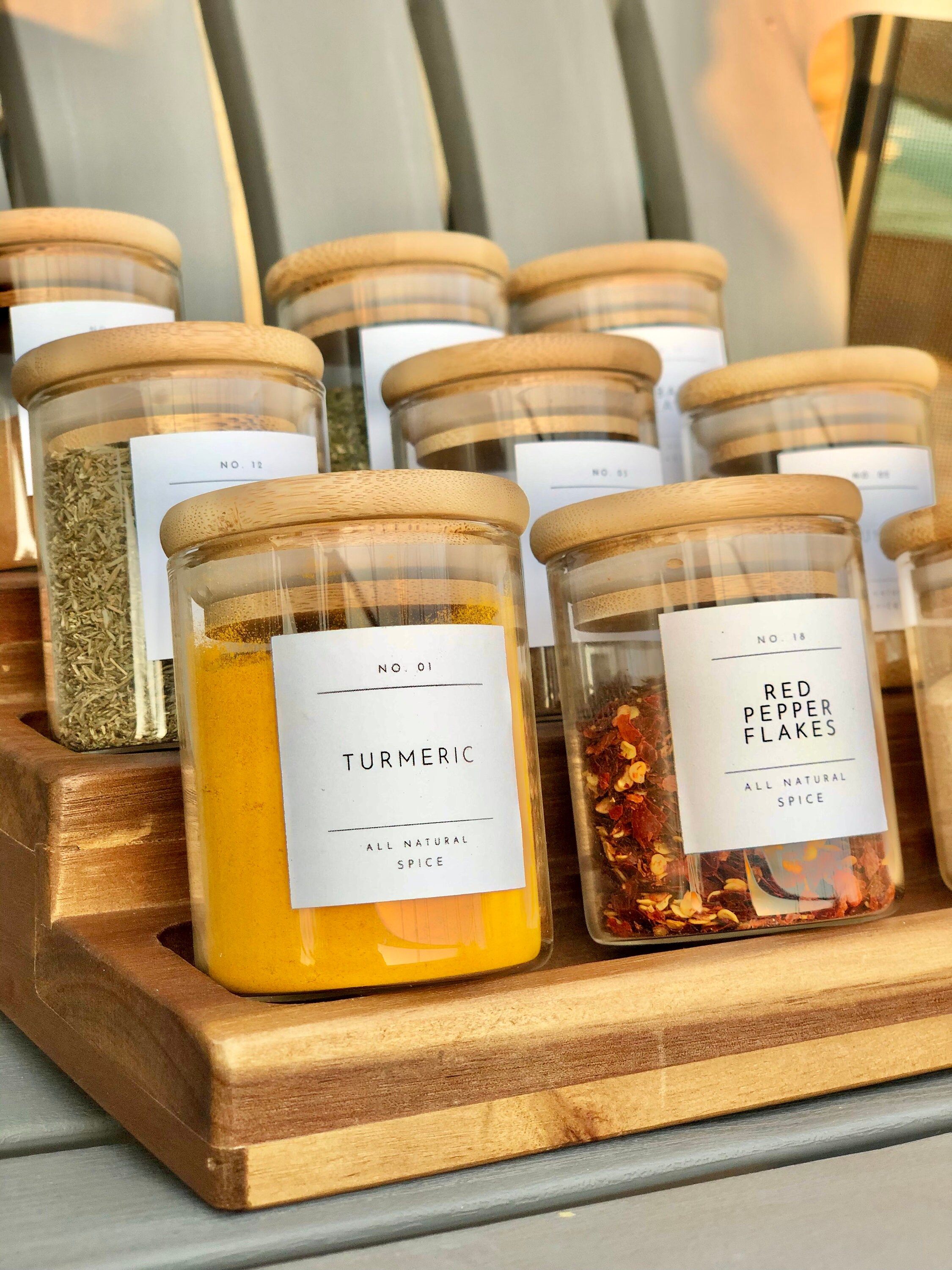 Bamboo Spice Jars Spice Labels Custom Spice Labels Spice - Etsy.de