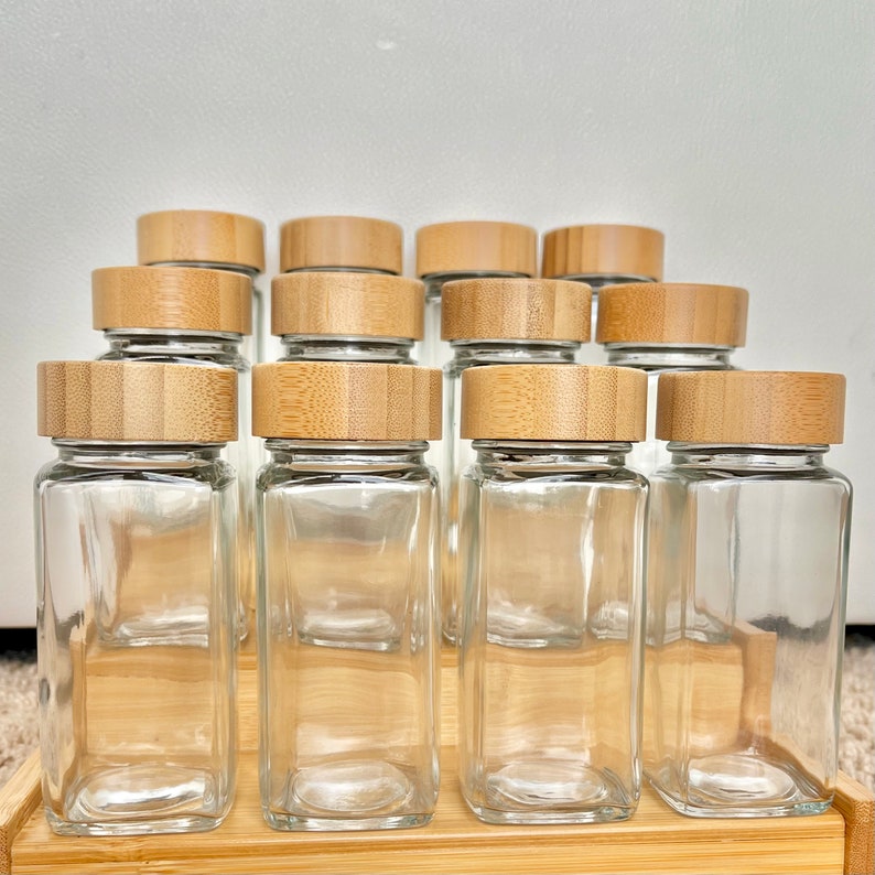Bamboo Spice Jars Spice Jar Set Modern Minimalist Spice - Etsy