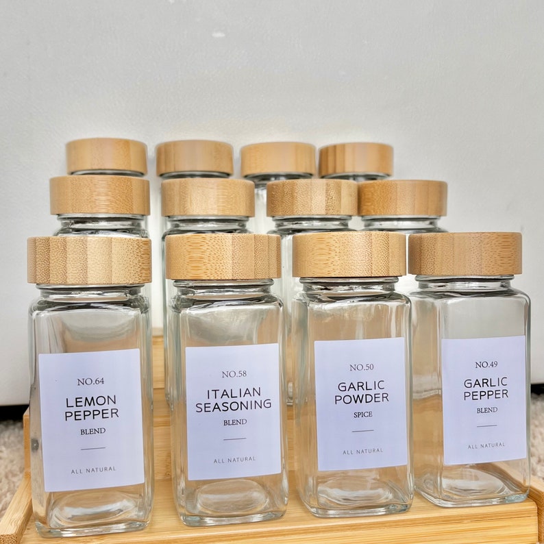 Bamboo Spice Jars Spice Jar Set Modern Minimalist Spice - Etsy