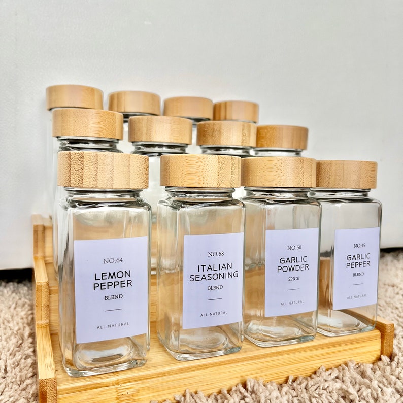 Bamboo Spice Jars Spice Jar Set Modern Minimalist Spice | Etsy