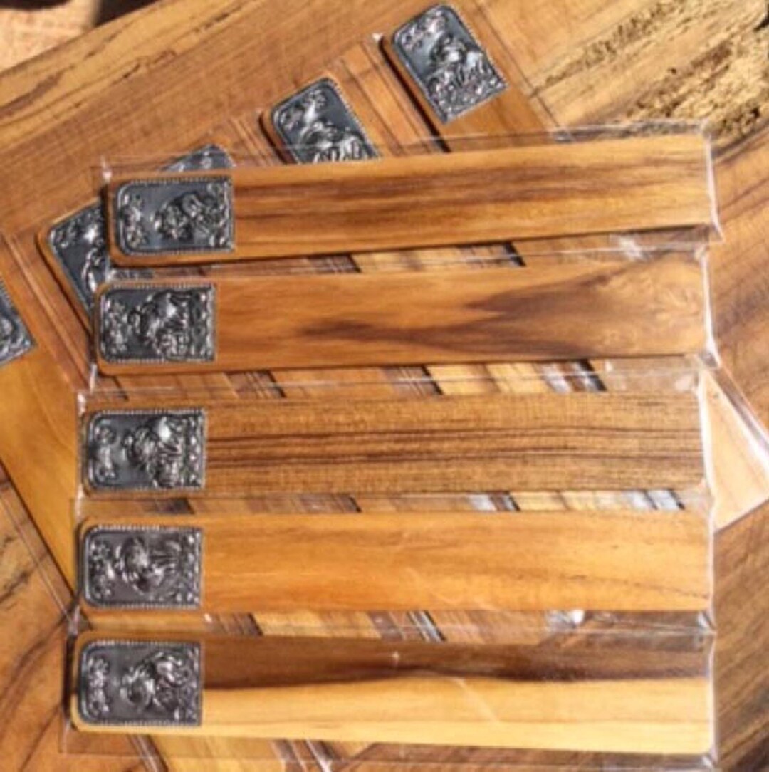 Handmade Wooden Bookmark Embossed Silver Metal in the Shape of a ...