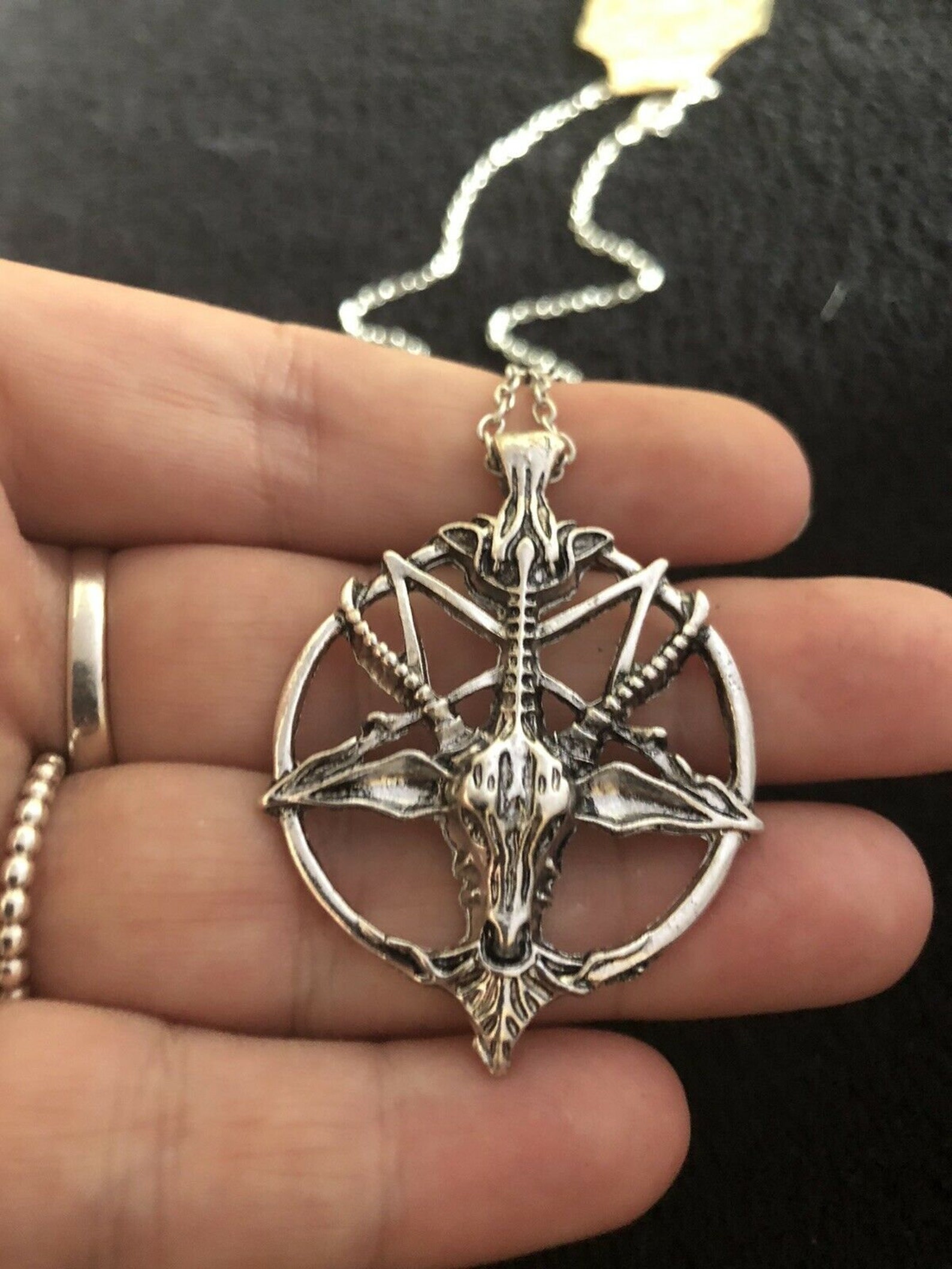 Devil pendant 18inch chain silver goth Devil Pendant Necklace | Etsy