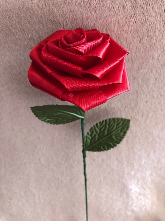 Red Satin Single Rose | Etsy