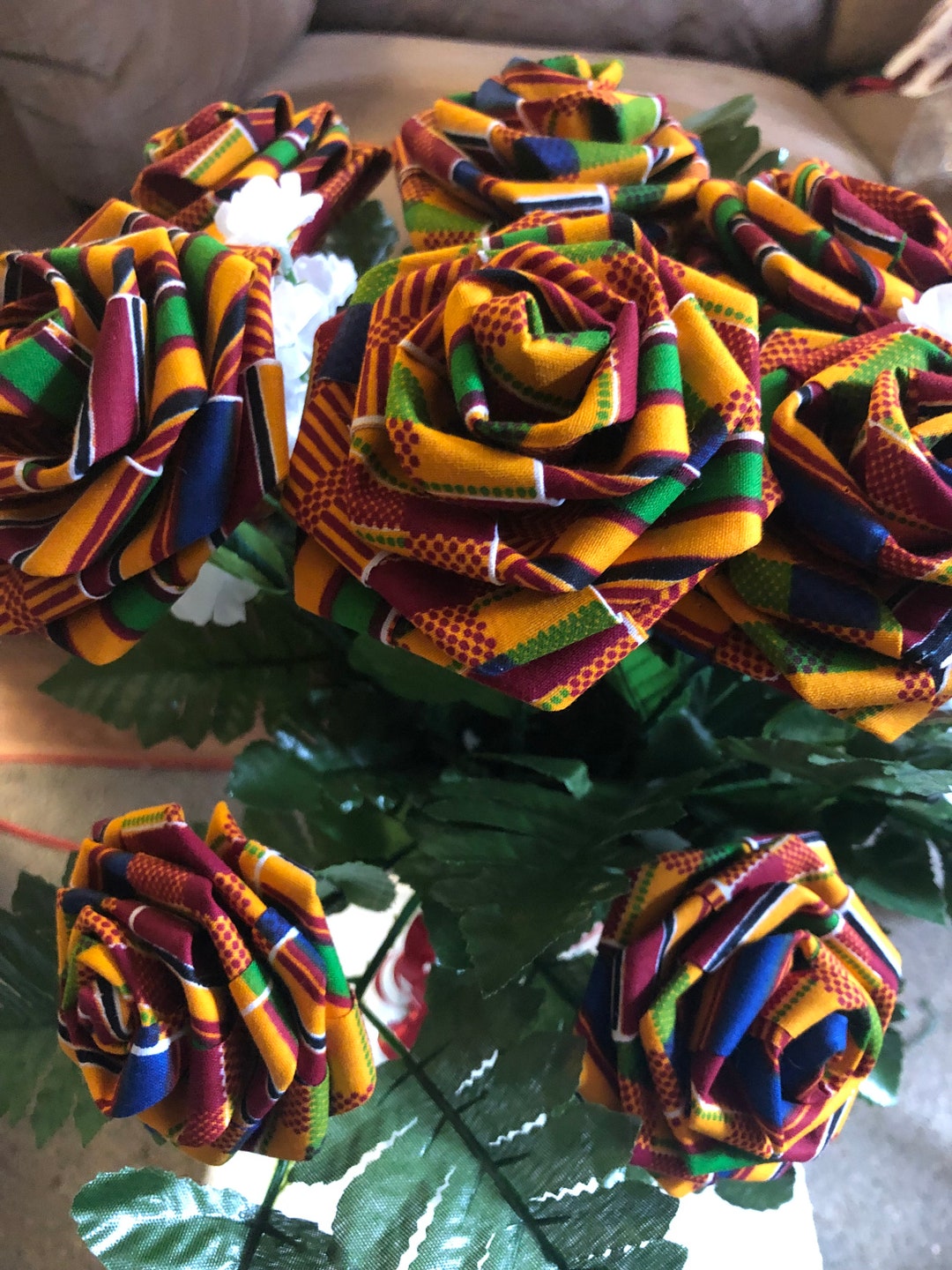 12 Orange Kente Roses With Vase - Etsy