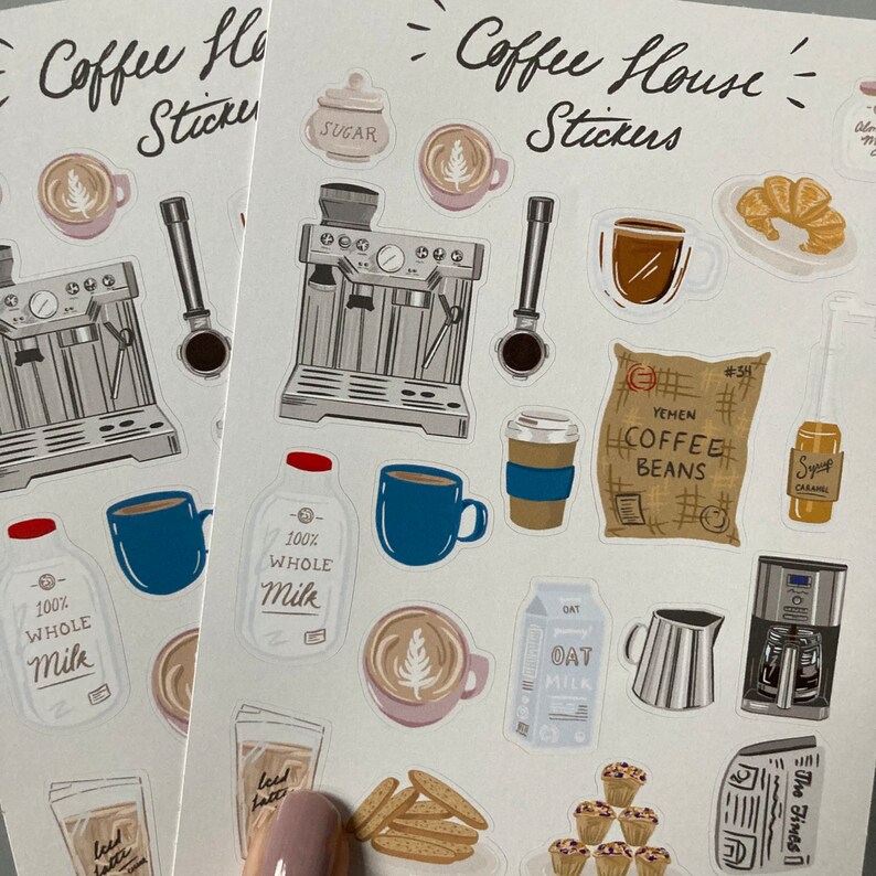 Coffee Shop Sticker Sheet, Coffee Stickers, Eco-friendly Stickers ...