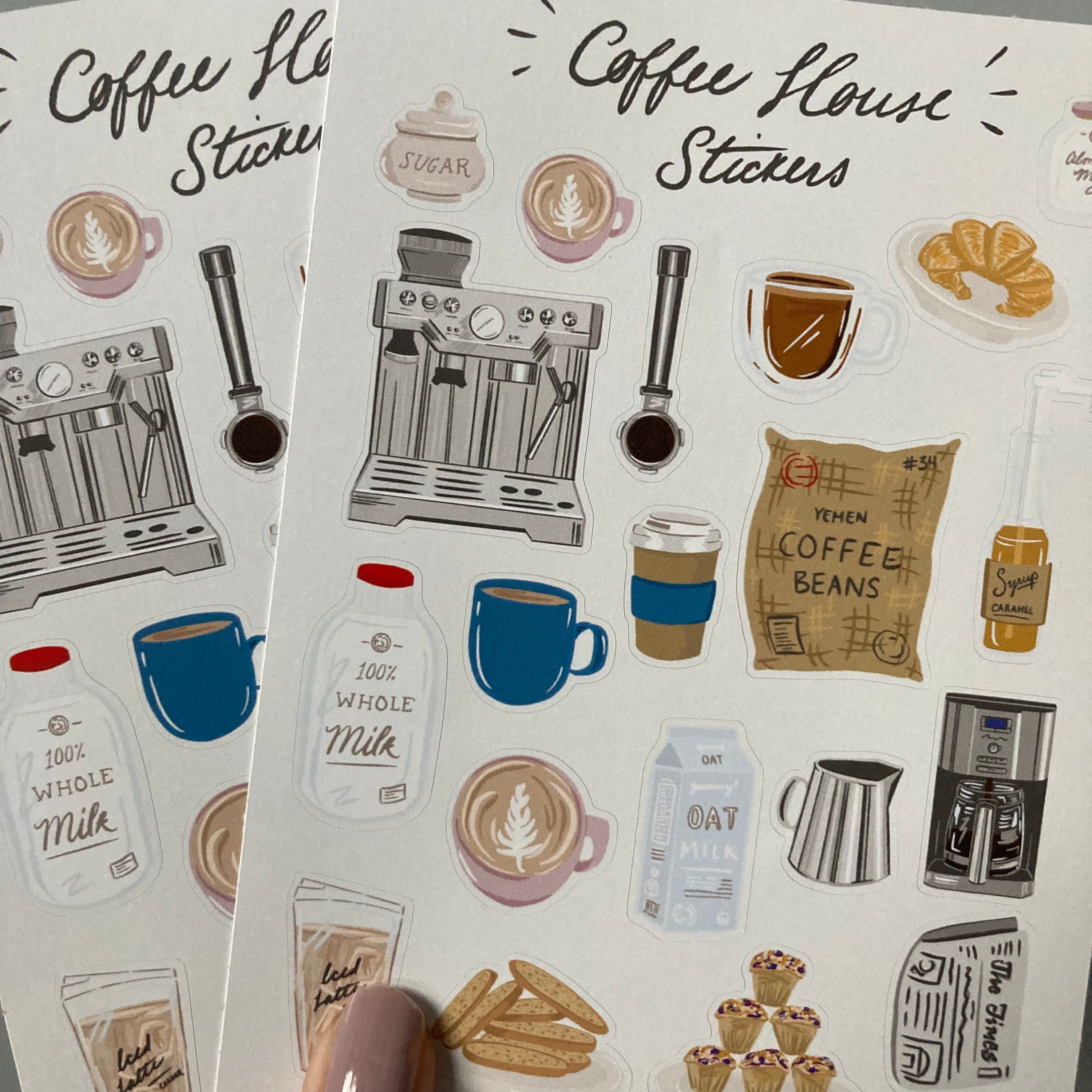 Coffee Shop Sticker Sheet, Coffee Stickers, Eco-friendly Stickers ...