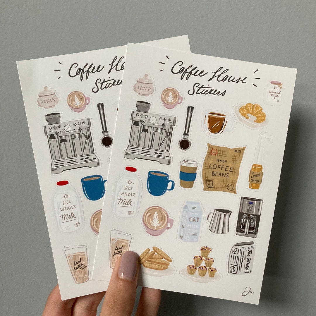 Coffee Shop Sticker Sheet, Coffee Stickers, Eco-friendly Stickers ...