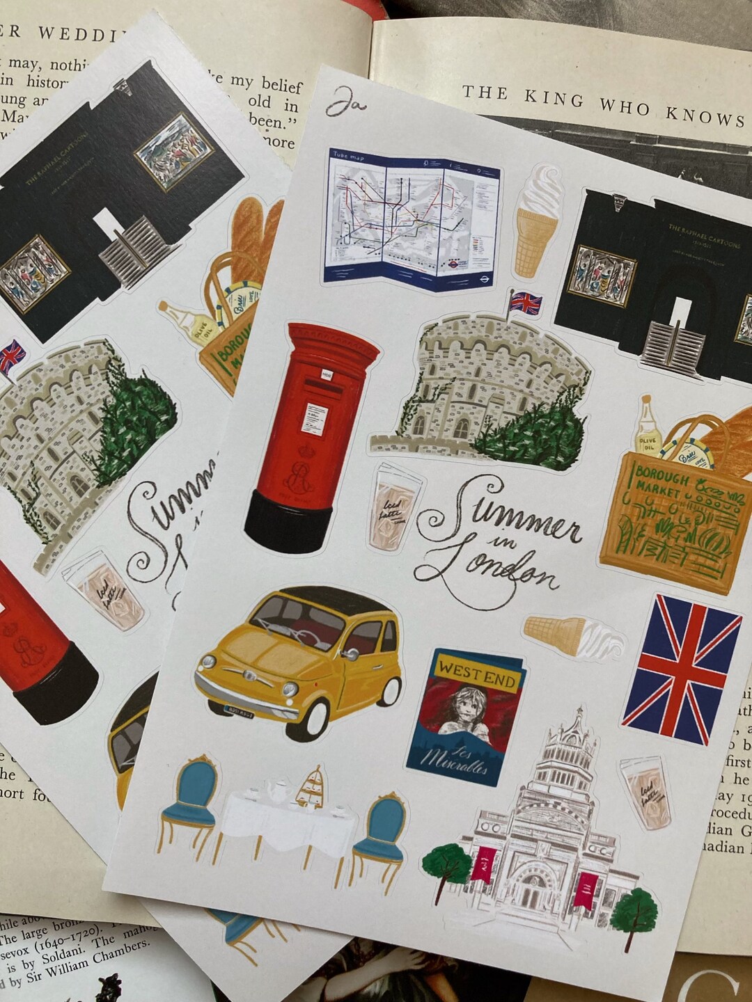 Summer in London Sticker Sheet, Travel Stickers, London Stickers ...