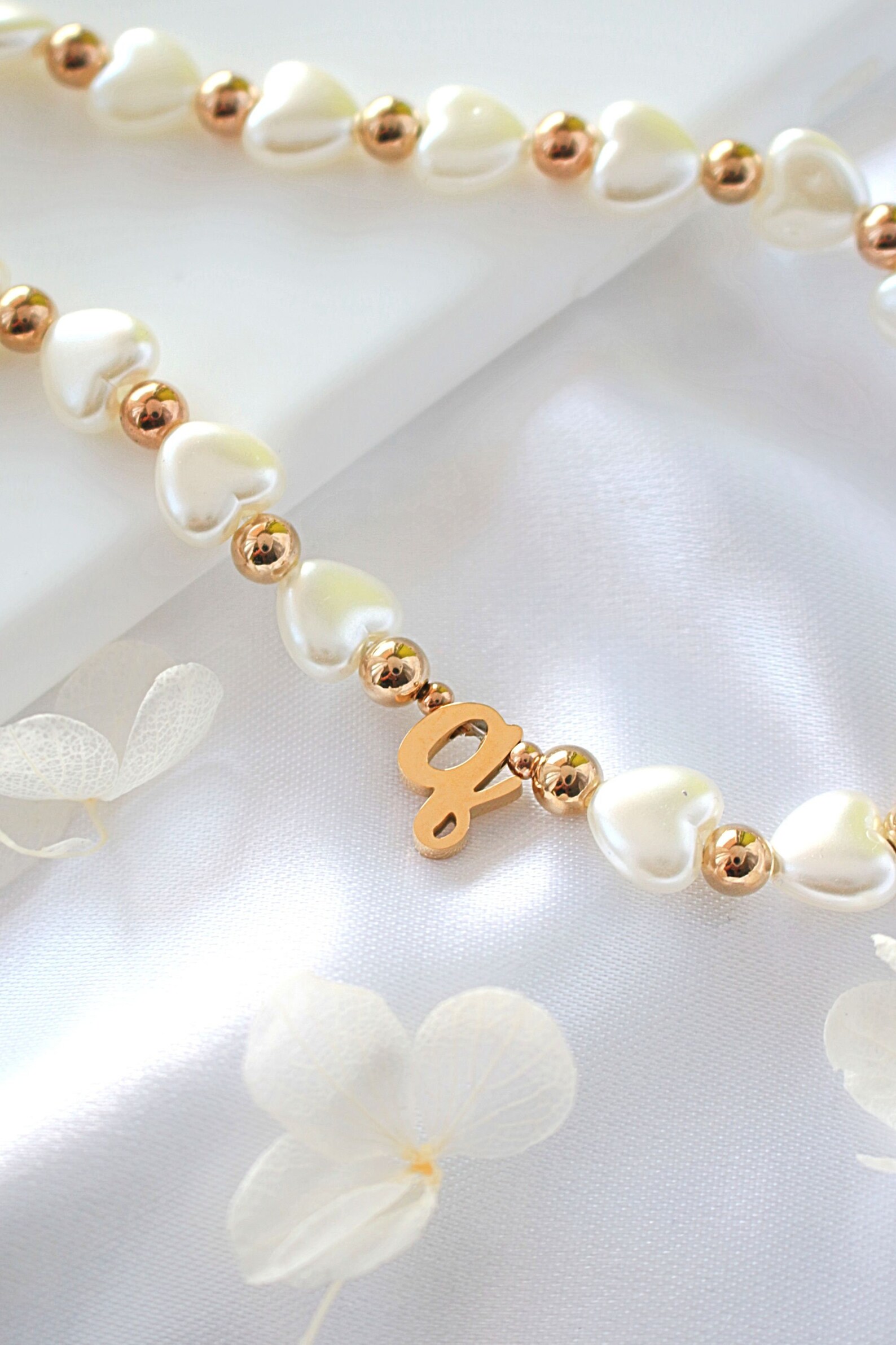 24K Gold Chain Phone Charm-heart Pearl Beaded Phone Strap-iphone ...