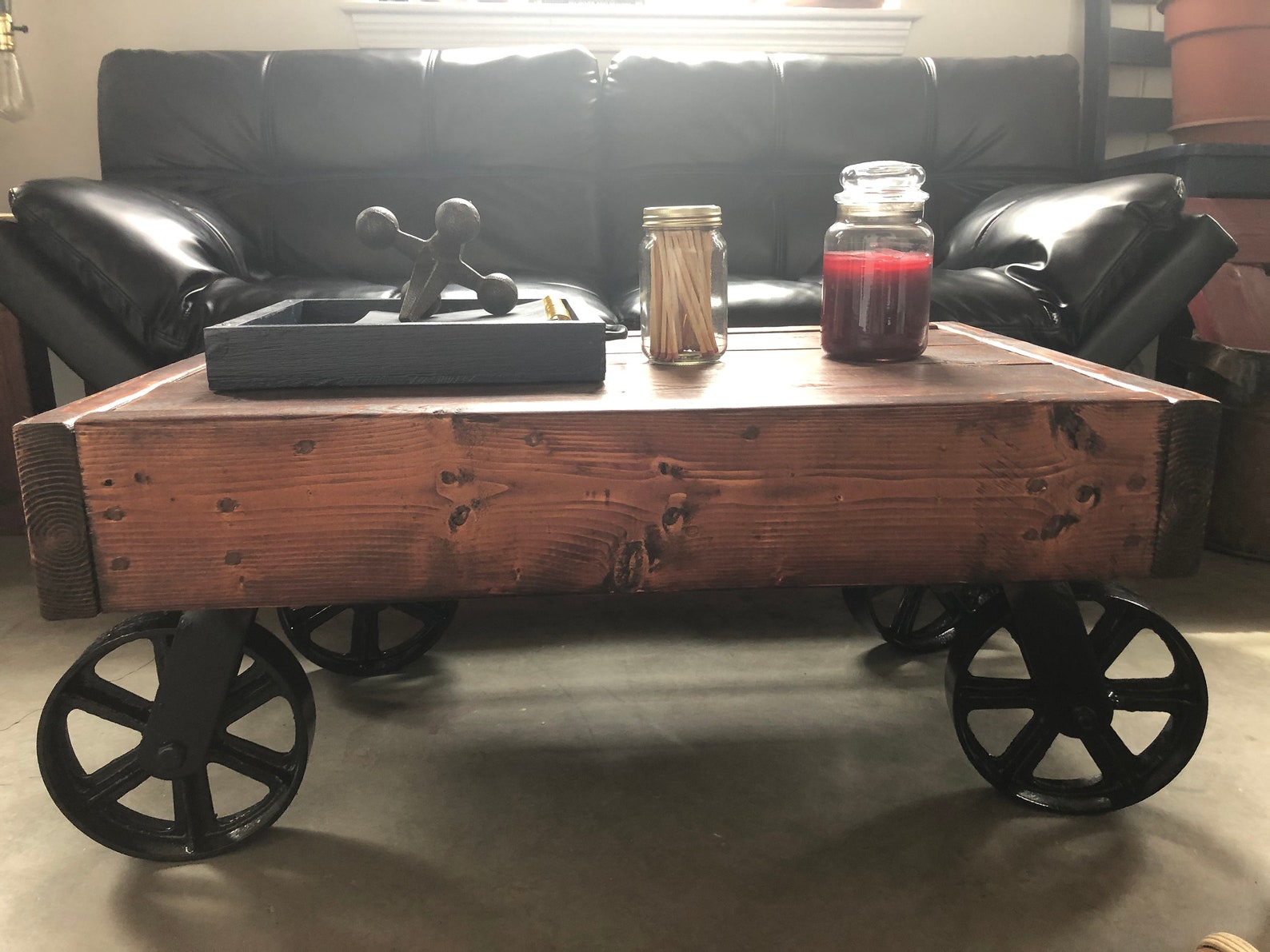 Industrial Steampunk Old Mill Rail Cart Wood Factory Coffee Table - Etsy