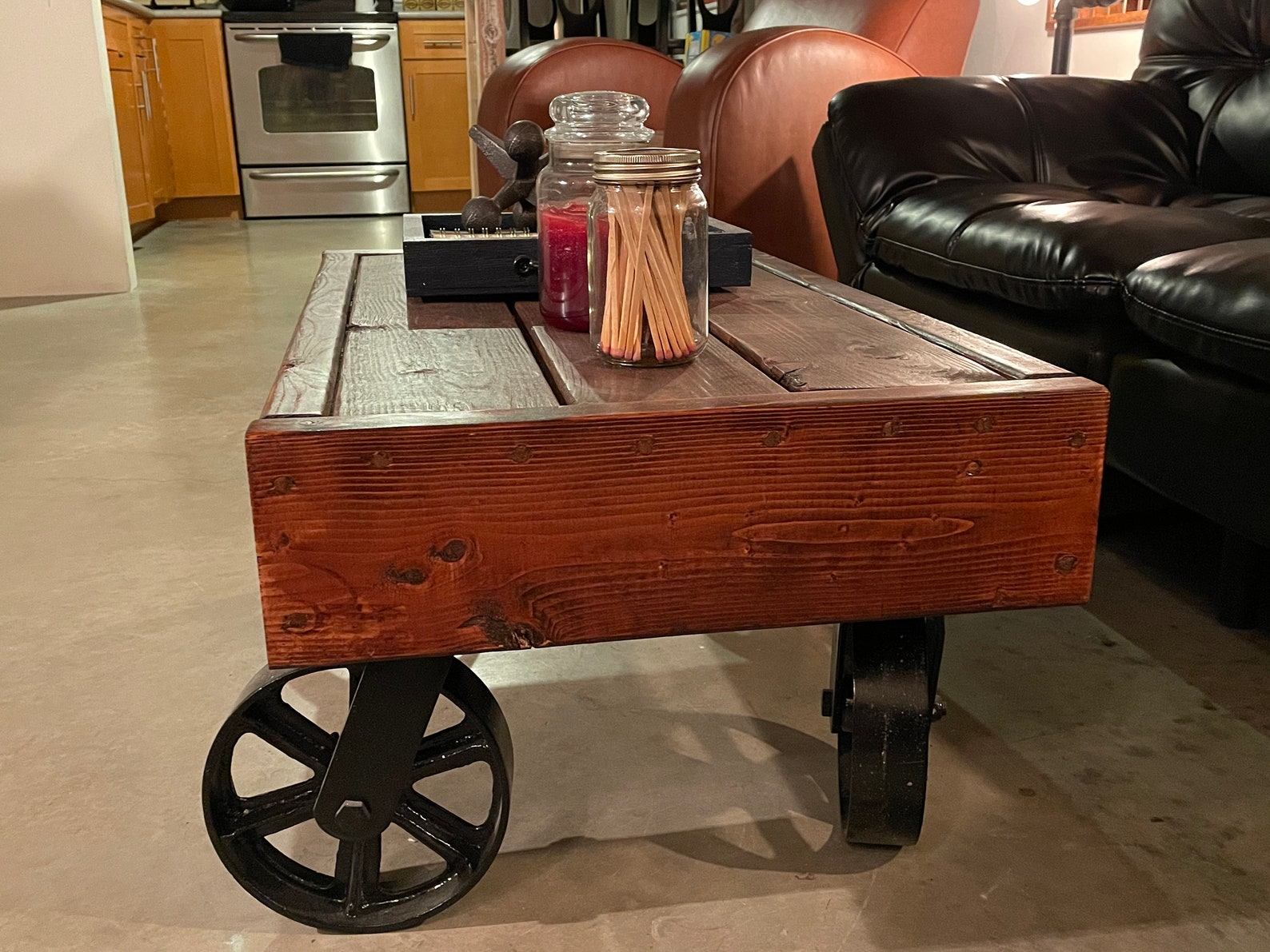 Industrial Steampunk Old Mill Rail Cart Wood Factory Coffee Table - Etsy