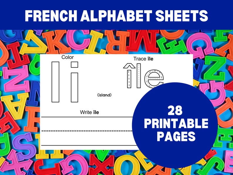 French Alphabet Worksheets Downloadable Printable Bilingual - Etsy