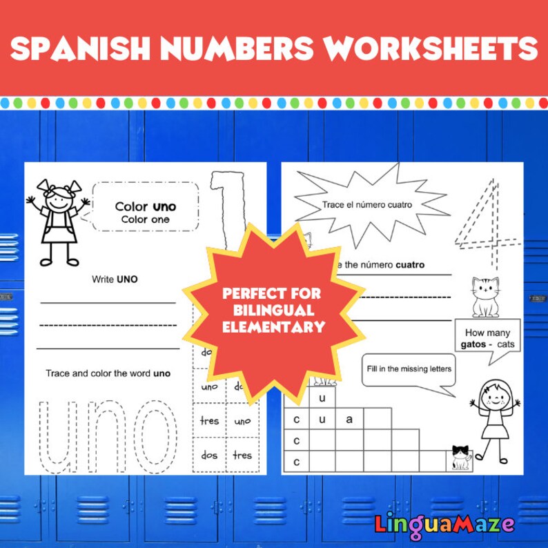 Spanish Numbers 1-10 Worksheet - Etsy