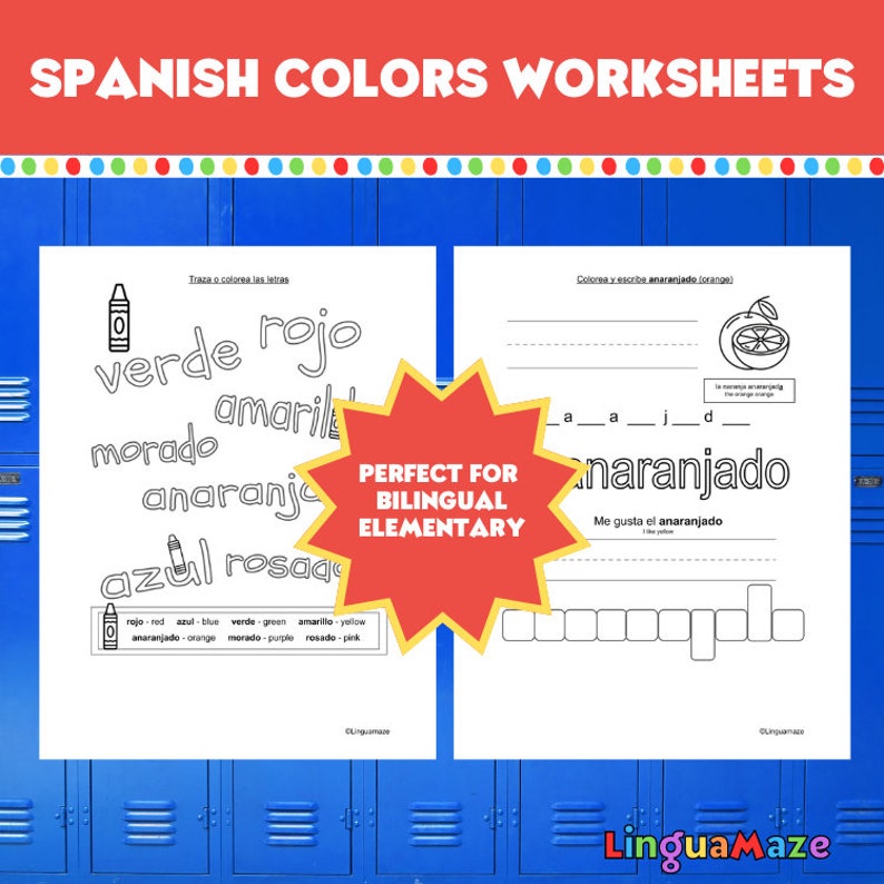 Spanish Colors Worksheet | Spanish Worksheet for Kids - Etsy
