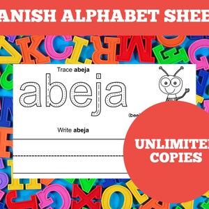 Spanish Alphabet Worksheets Downloadable Printable Bilingual - Etsy