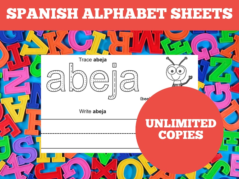 Spanish Alphabet Worksheets Downloadable Printable Bilingual - Etsy