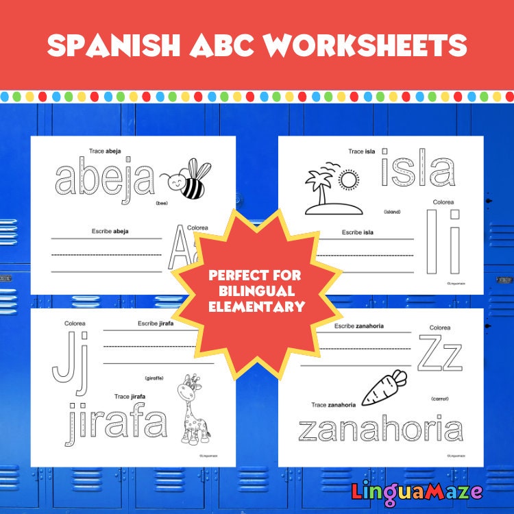Spanish Alphabet Worksheets | Downloadable Printable Bilingual Coloring ...