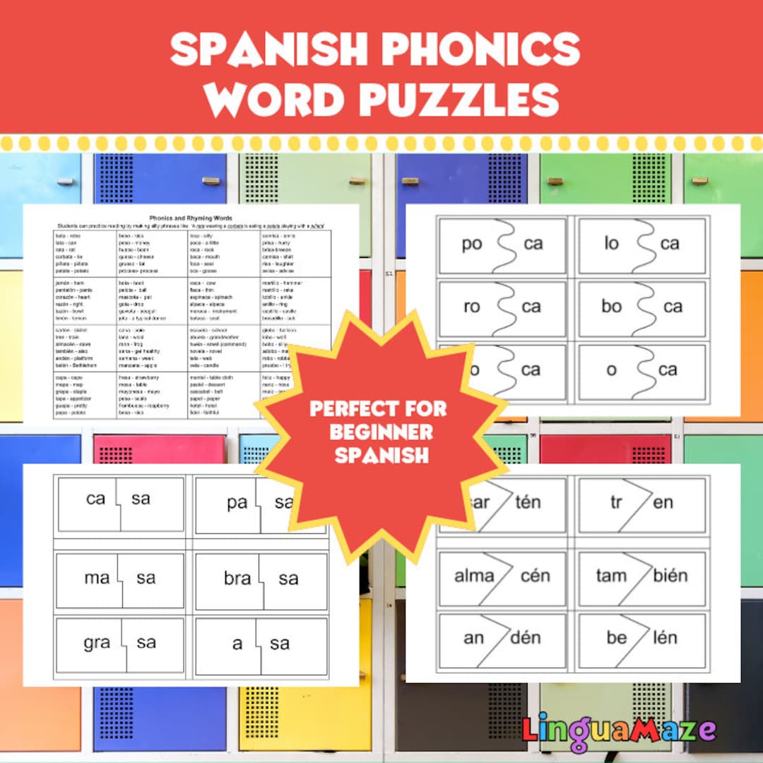 Spanish Phonics Word Puzzles | Spanish Worksheets for Kids - Etsy