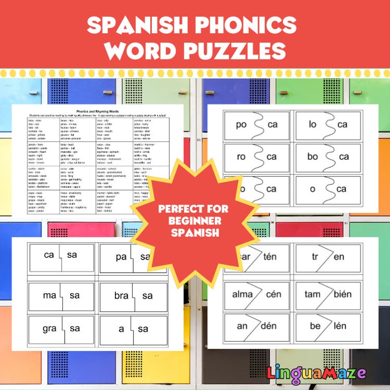 Spanish Phonics Word Puzzles | Spanish Worksheets for Kids - Etsy