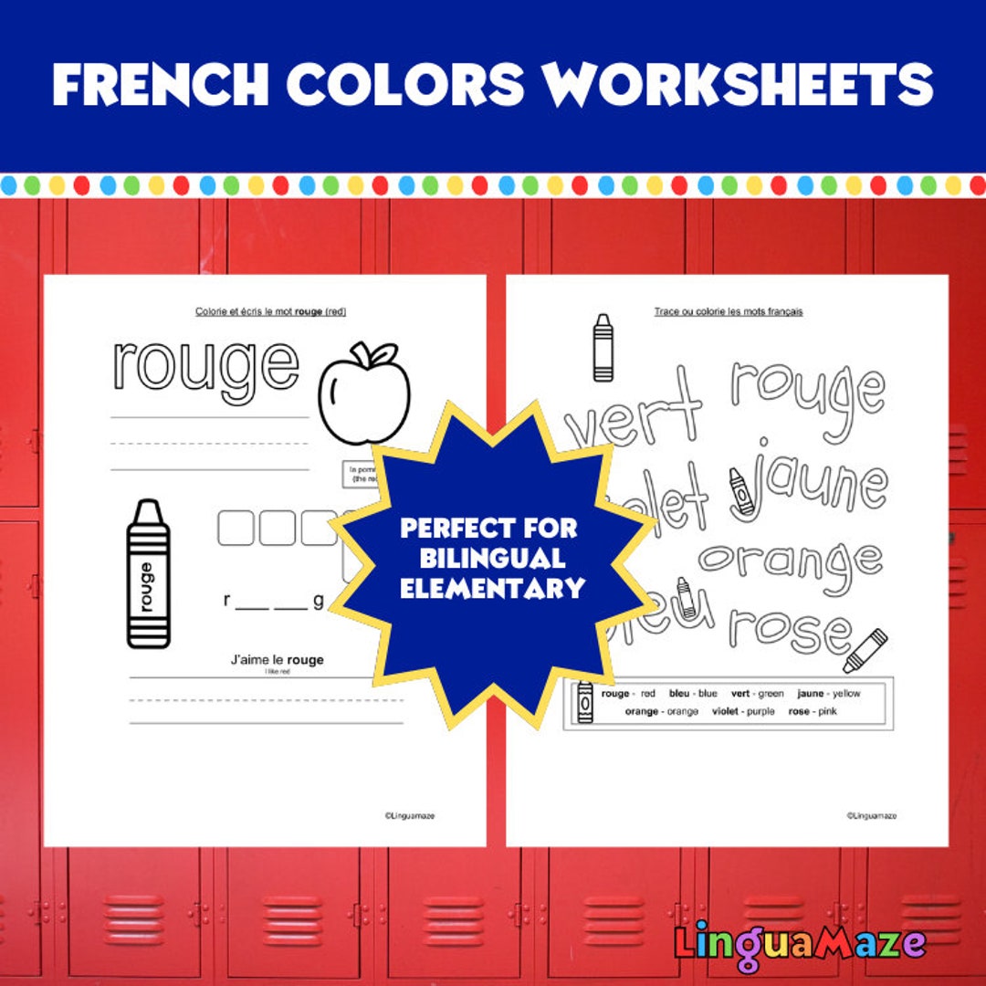 French Colors Worksheet French Worksheet for Kids - Etsy