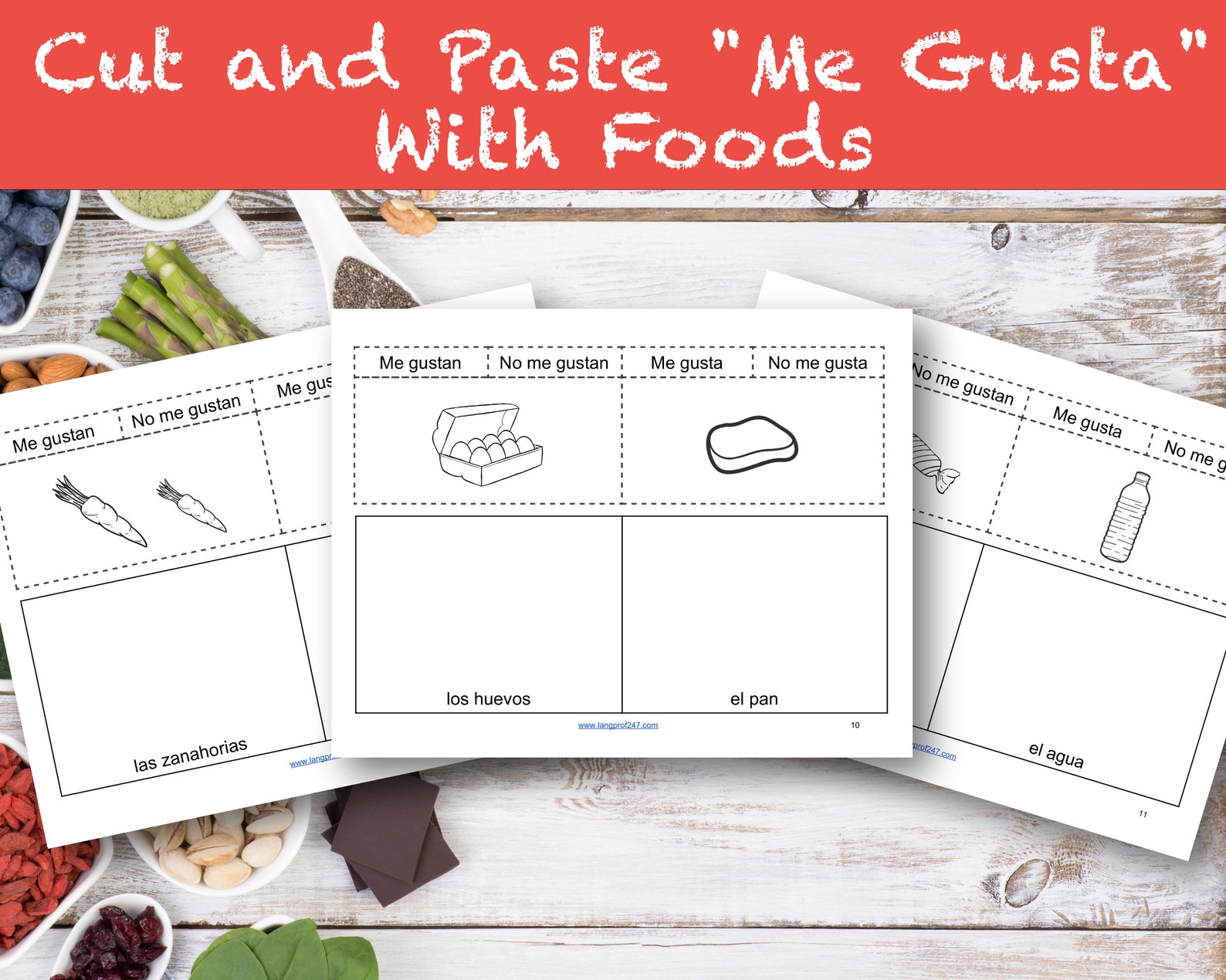 Spanish "me Gusta" With Foods Worksheets | Spanish Worksheets for Kids ...