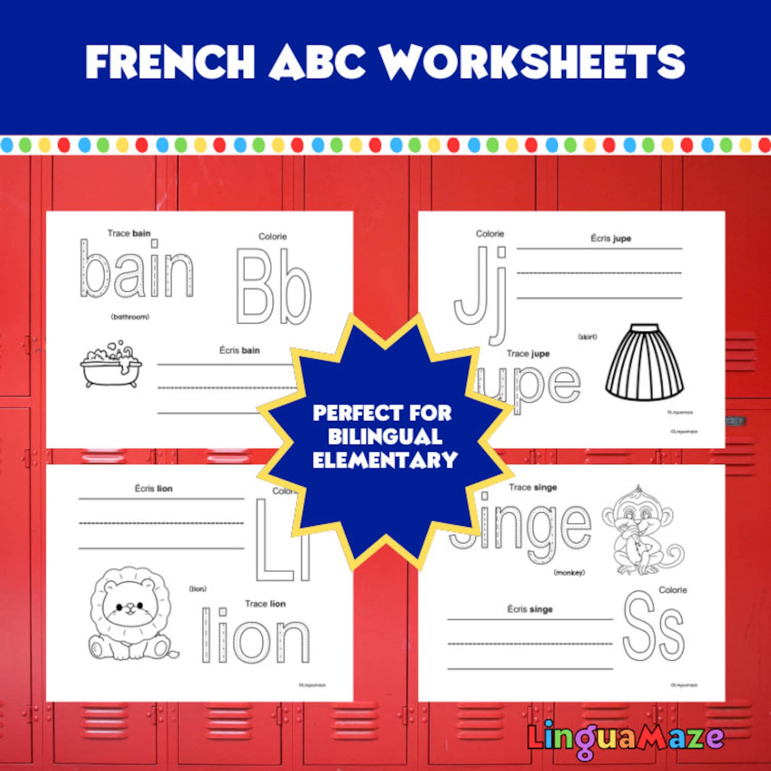 French Alphabet Worksheets | Downloadable Printable Bilingual Coloring ...