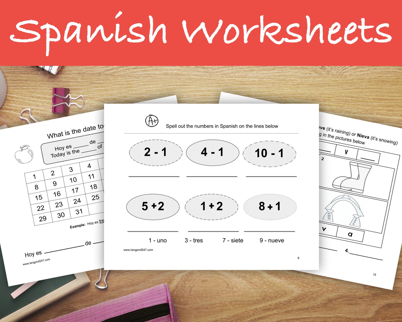 Spanish Days, Weeks, Months, and Numbers Worksheets | Downloadable ...