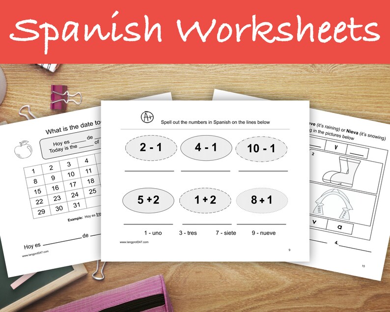 Spanish Days, Weeks, Months, and Numbers Worksheets | Downloadable ...