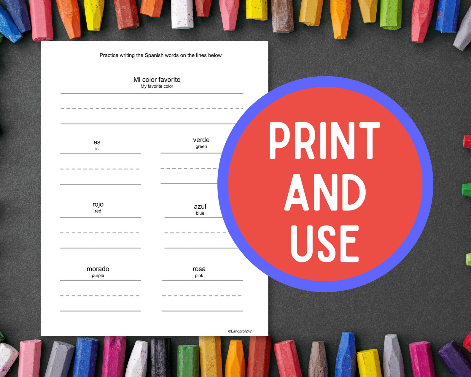 Spanish Colors Worksheet Spanish Worksheet for Kids | Etsy