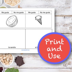 Spanish "me Gusta" With Foods Worksheets | Spanish Worksheets for Kids ...