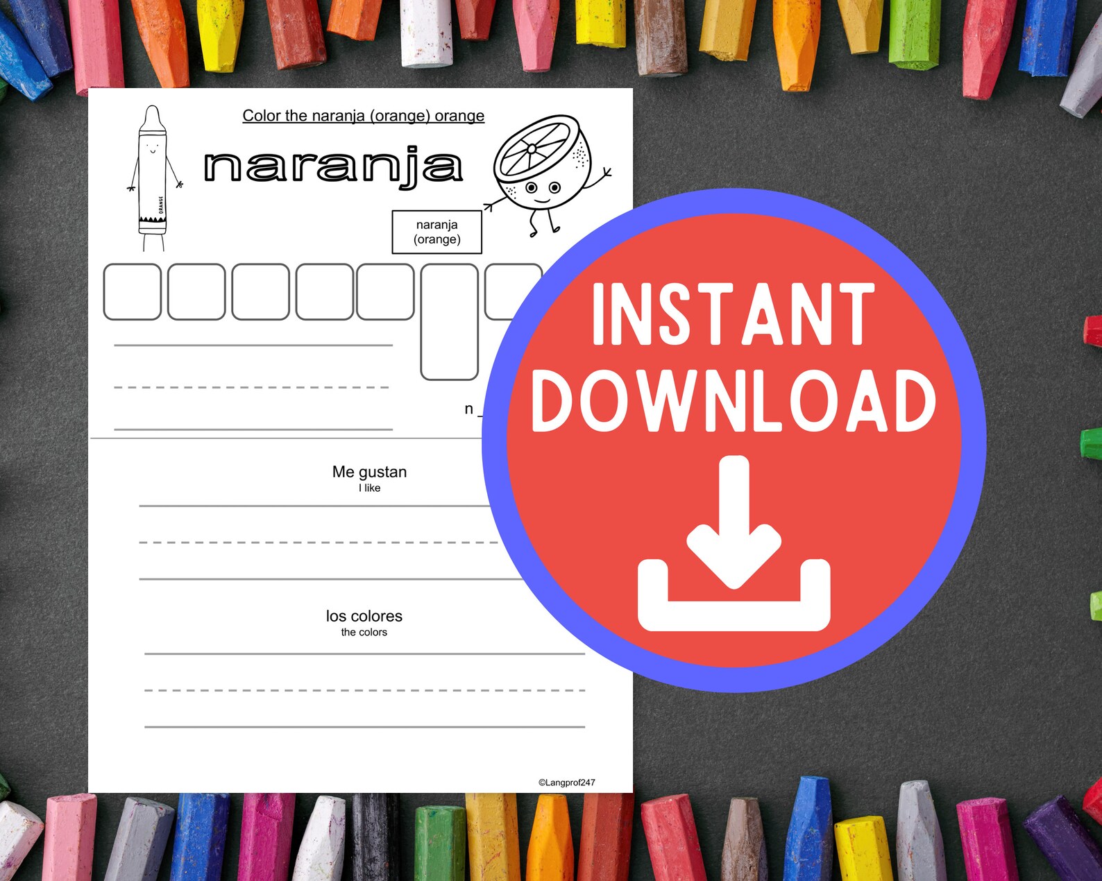 Spanish Colors Worksheet Spanish Worksheet for Kids | Etsy