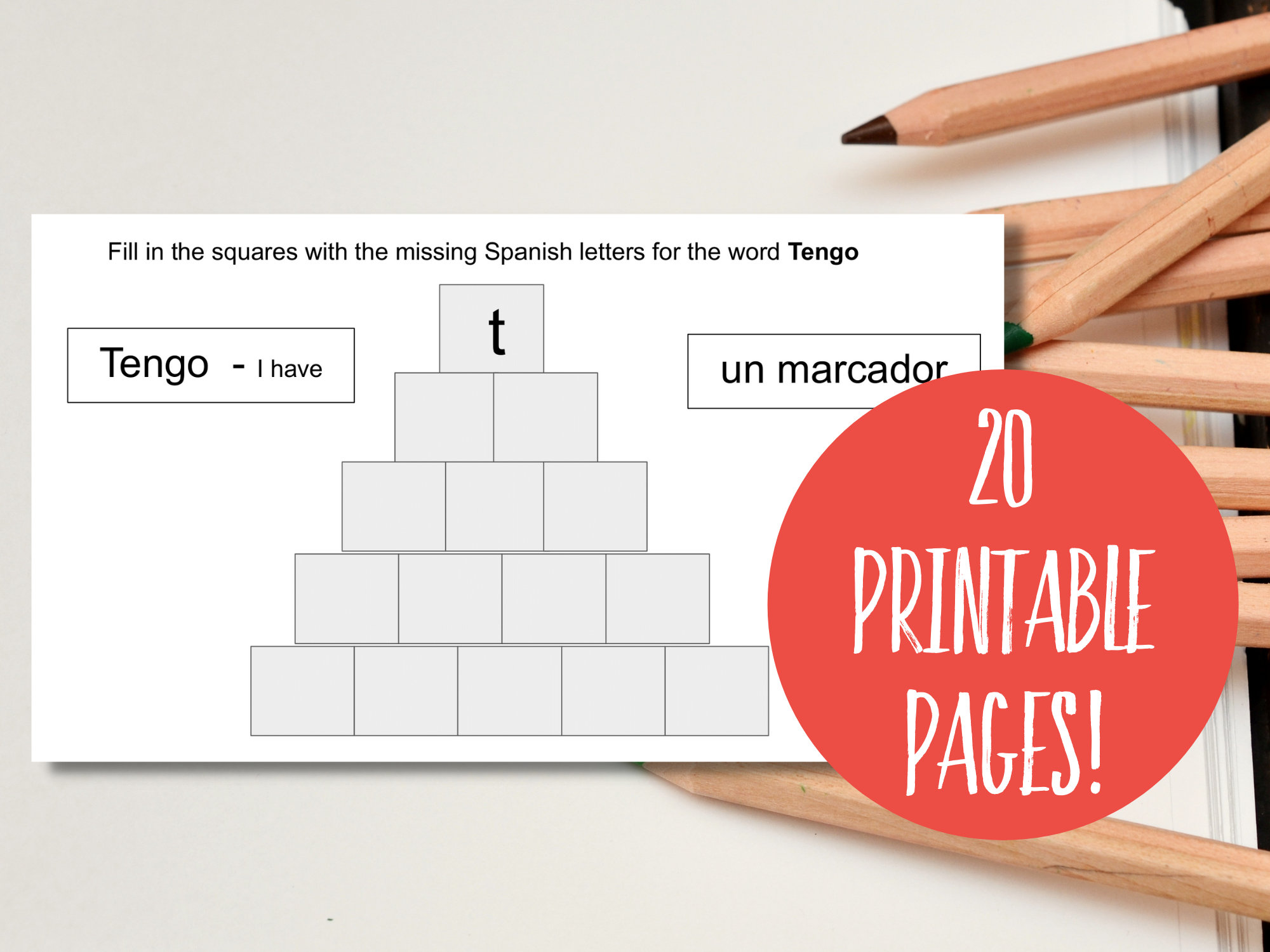 Spanish Reading Pyramids for Tengo Spanish Worksheets for Kids - Etsy
