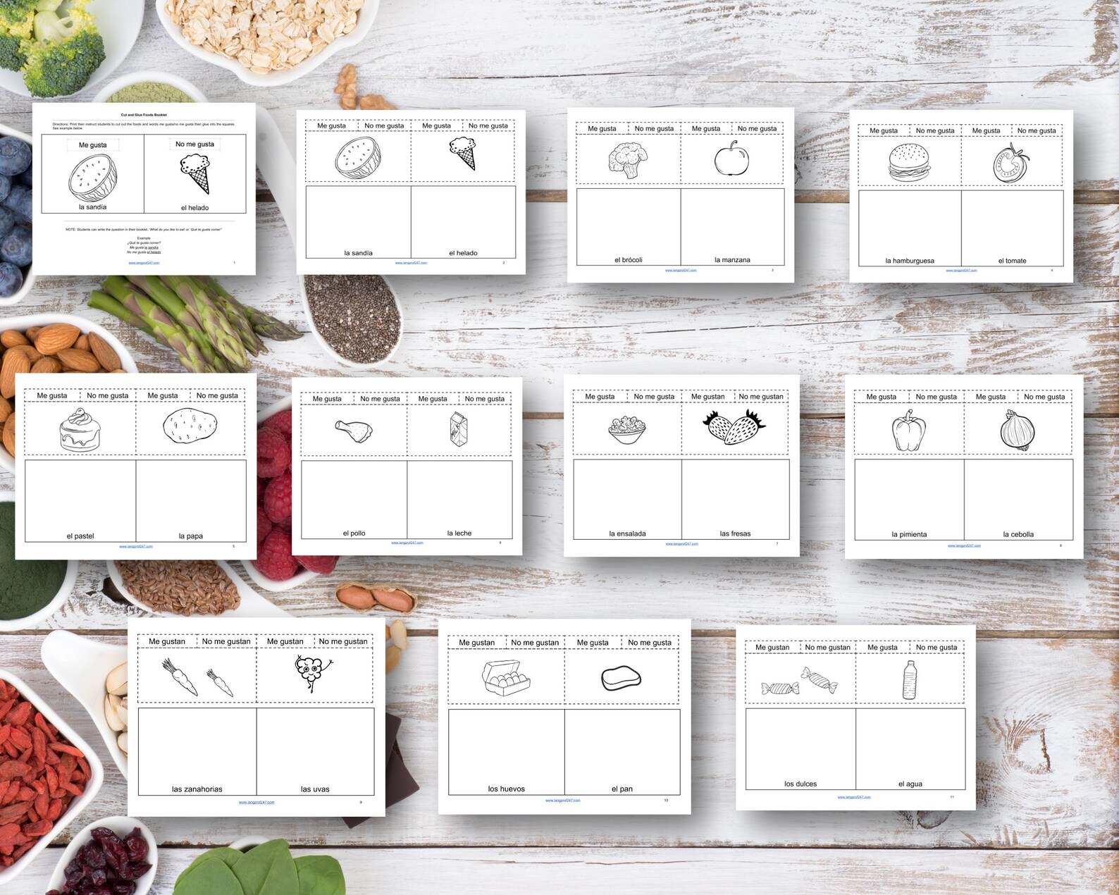 Spanish me Gusta With Foods Worksheets Spanish - Etsy