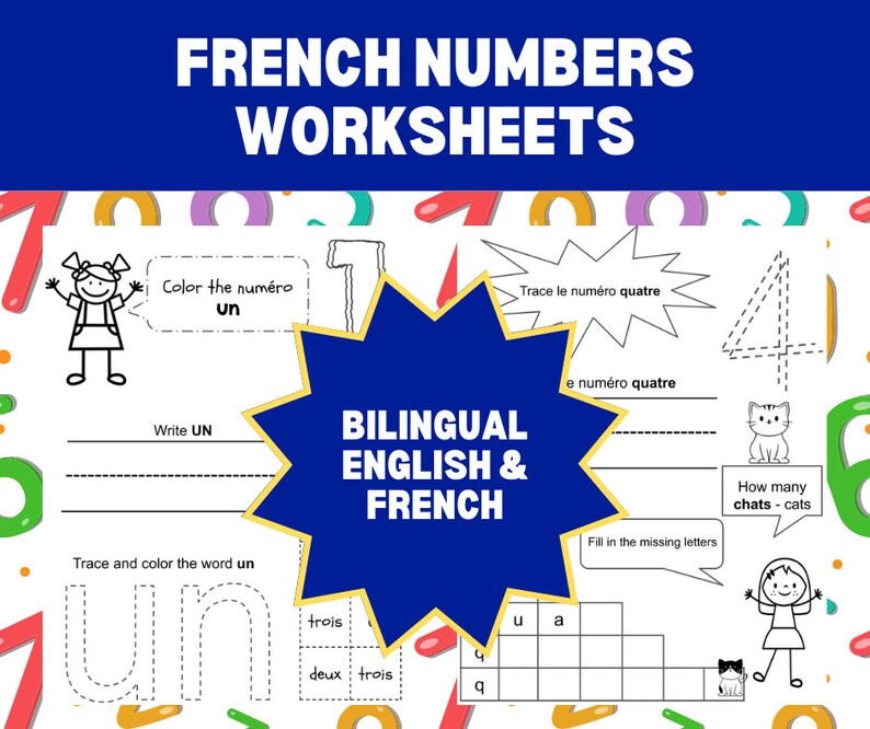 French Numbers 1-10 Worksheet - Etsy