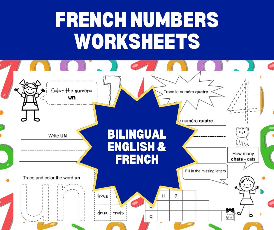 French Numbers 1-10 Worksheet - Etsy