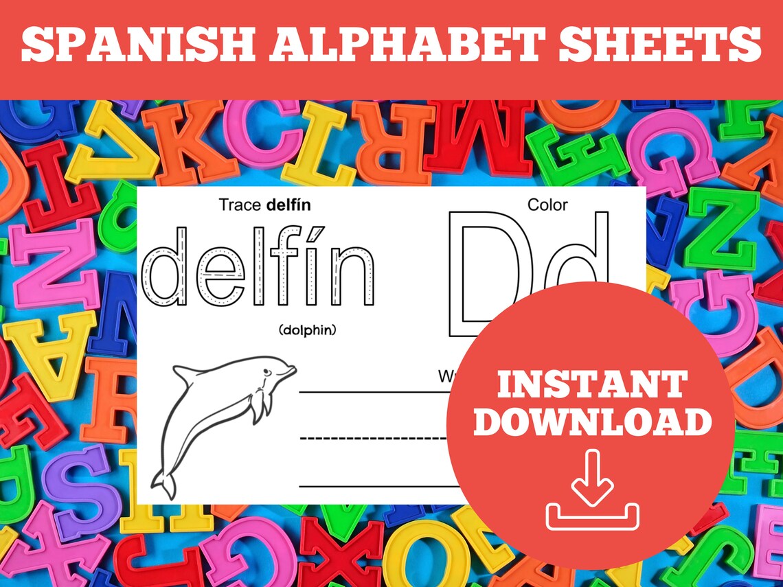 Spanish Alphabet Worksheets Downloadable Printable Bilingual - Etsy